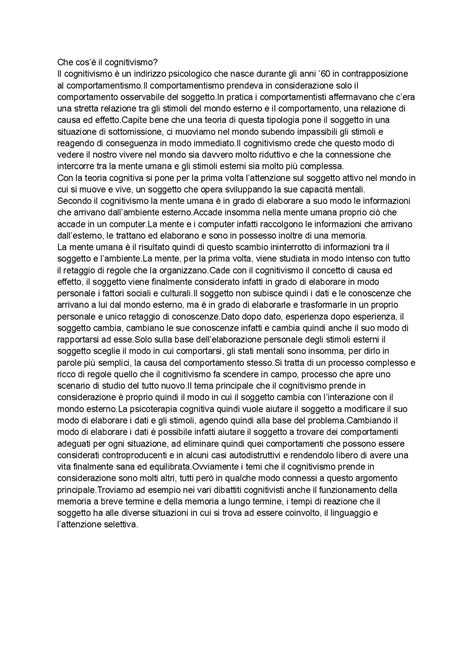 Cognitivismo Metodo Comportamentale Schemi E Mappe Concettuali Di