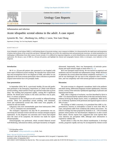 Pdf Acute Idiopathic Scrotal Edema In The Adult A Case Report