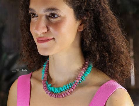 Solid Gold 14k Madagascar Rose Quartz And Pink Sapphire Necklace Pink