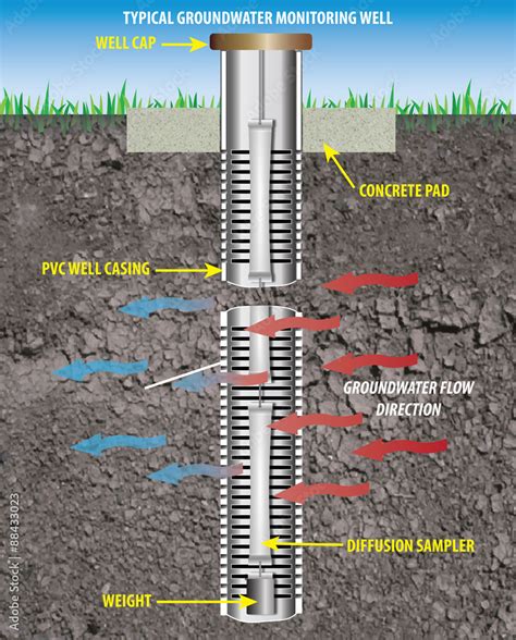 Monitoring Well An Illustration Of A Well Designed And Installed To