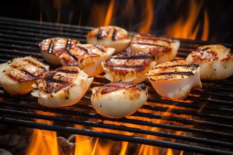 Premium Photo Scallops On The Grill