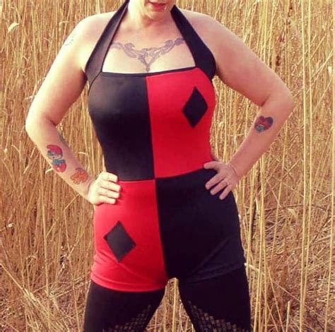 Harley Quinn Pin Up Bathing Swimsuit Costume Cosplay Romper