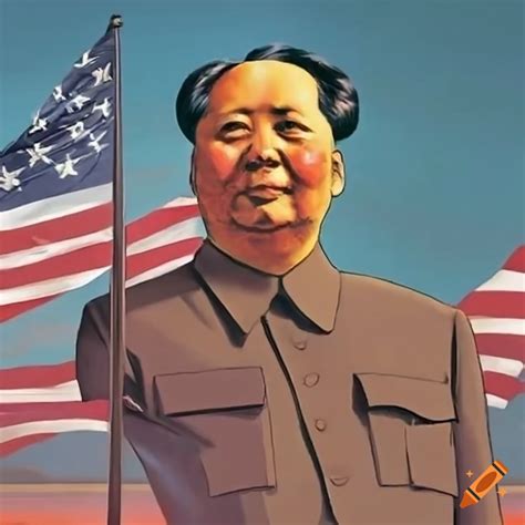 Mao Zedong Looking At The American Flag On Craiyon