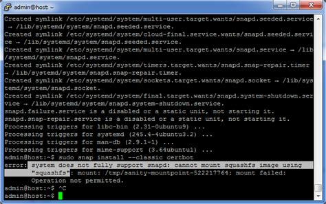 System Does Not Fully Support Snapd Cannot Mount Squashfs Image Using