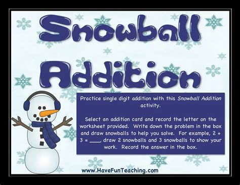 Snowball Addition Activity By Teach Simple