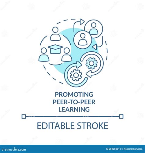 Promoting Peer To Peer Learning Turquoise Concept Icon Cartoon Vector 252008613