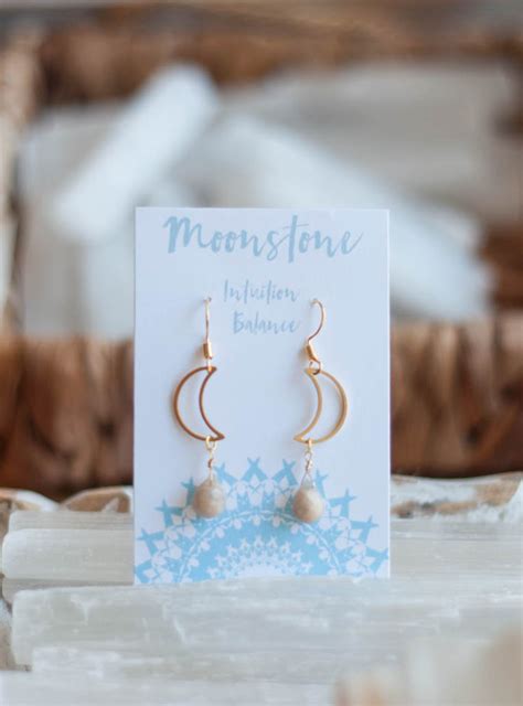 Moonstone Moon Earrings Earrings Village Rock Shop