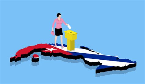 쿠바 여 자가 쿠바 국기와 같은 지도를 통해 투표 하 고 있습니다 3차원 형태에 대한 스톡 벡터 아트 및 기타 이미지 3차원