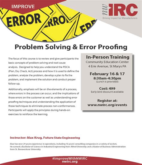 Problem Solving And Error Proofing St Marys 2 Day Nwirc