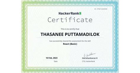 thasanee p on linkedin hackerrank skill certificate