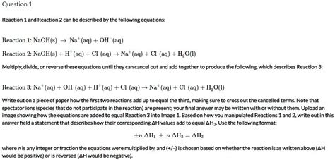 Texts Question Reaction And Reaction Can Be Described By The Following Equations