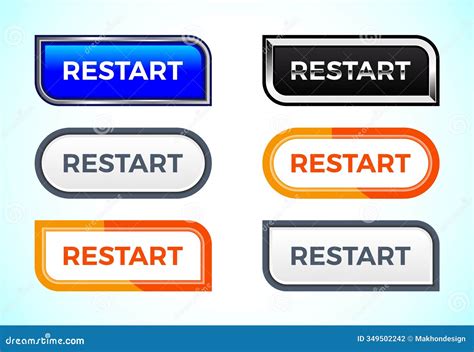 Restart Button Set Of Different Shapes And Colors Suitable For Mobile