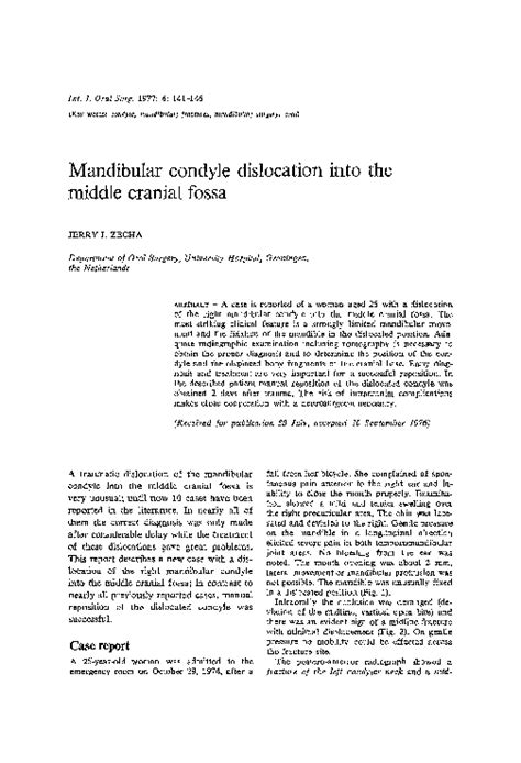 Pdf Mandibular Condyle Dislocation Into The Middle Cranial Fossa