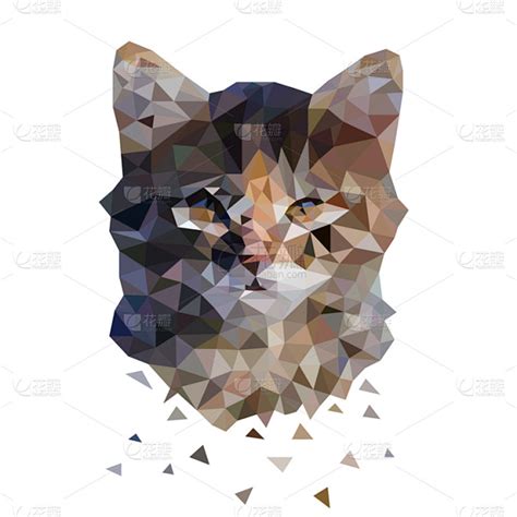 抽象猫颜色三角形可爱的几何形状肖像好奇心公主哺乳纲爱