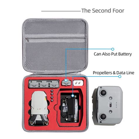 Dji Mini 2 Se용 그레이 스퀘어 충격 방지 휴대용 하드 케이스 보관 가방 크기 27x 23 X 10cm검은색