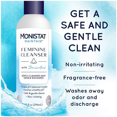 Monistat Maintain Boric Acid Feminine Wash Fragrance Free 10 Fl Oz