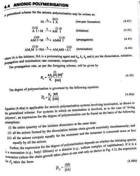 Anionic Polymerisation 4 Polymerisation A Generalisedralised Scheme