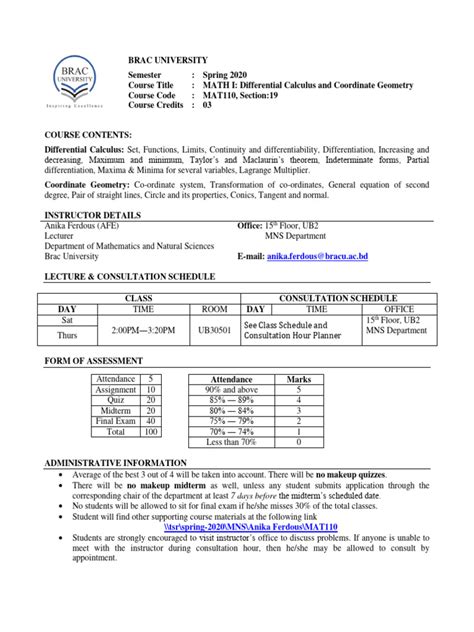 Course Outline Mat 110 19 Pdf Derivative Function Mathematics