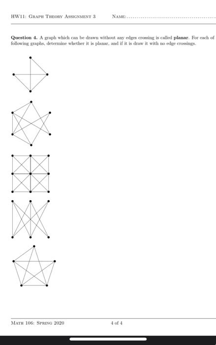 Solved Hwil Graph Theory Assignment 3 Name Question 4 A