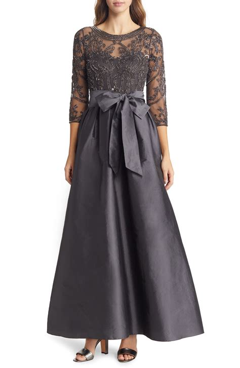 Pisarro Nights Beaded Illusion Neck Taffeta Cocktail Dress Nordstrom