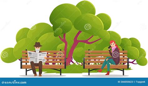 People Sitting On Bench Together Senior Man And Young Woman In Park
