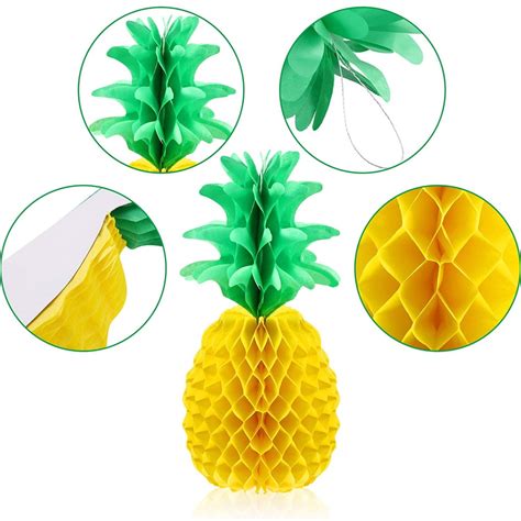 12 Pack Pineapple Honeycomb Centerpieces Tissue Paper Pineapple 8 Inch