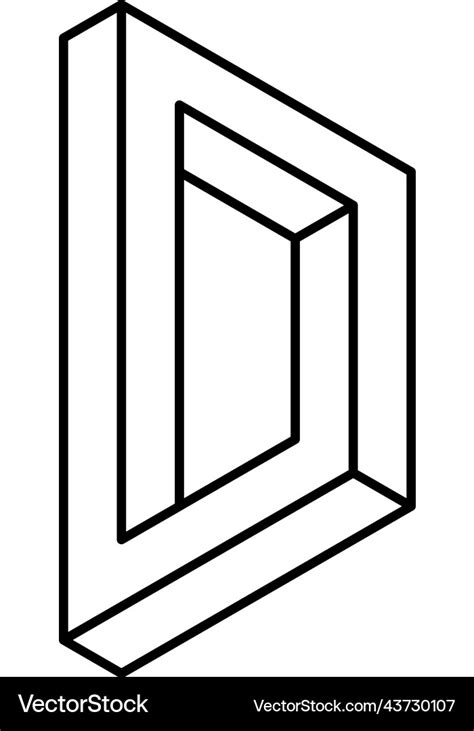 Square Impossible Geometric Shape Line Icon Vector Image