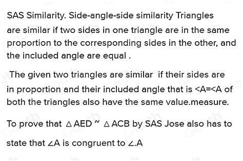 Solved To Prove That Aed Acb By Sas Jose Shows That Jose Also Has