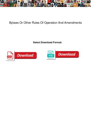 Fillable Online Bylaws Or Other Rules Of Operation And Amendments