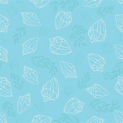 Premium Vector Seashell Seamless Pattern Scallop Vector Background