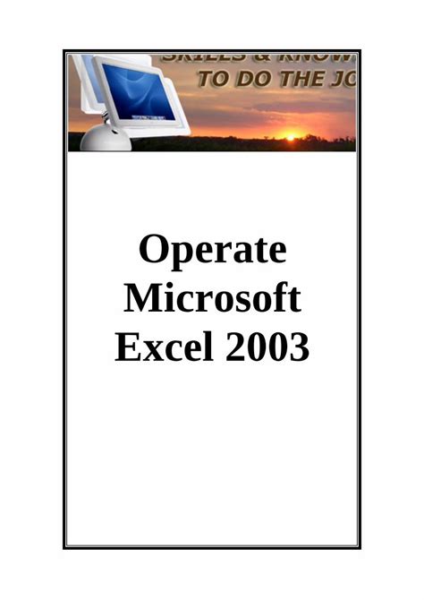 Pdf Operate Microsoft Excel 2003 Mulgamob · Open Excel And Type The