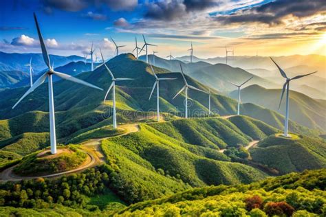 Selective Focus On Wind Farm Wind Energy Wind Power Sustainable Renewable Energy Wind