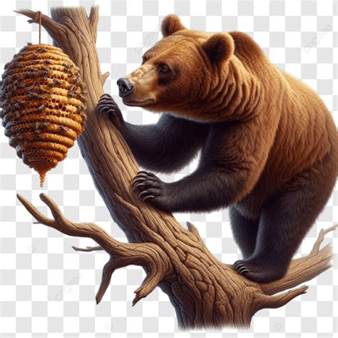 Curious Bear Cub Climbing Tree For Honeycomb Curious Bear Cub Bear