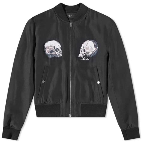 Amiri Wes Lang Dual Skull Bomber Jacket In Black Amiri