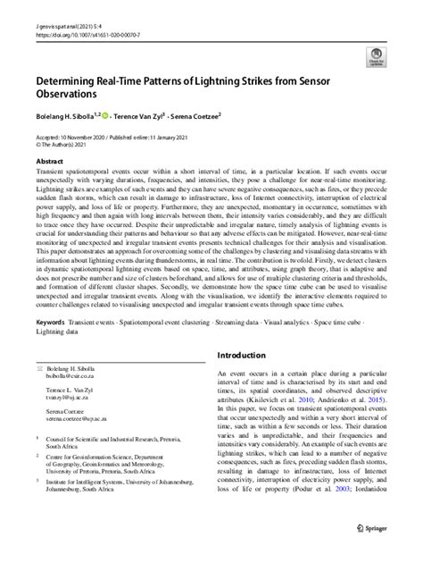 Determining Real Time Patterns Of Lightning Strikes From Sensor Observations