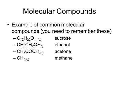 Molecular Compound Examples