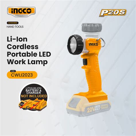 Ingco 20v Lithium Ion Cordless Work Lamp Emergency Light Flashlight 1
