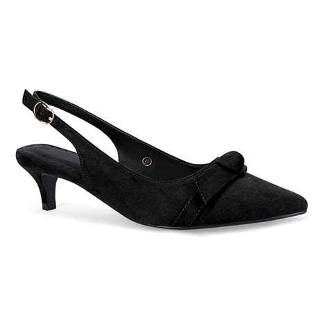 Womens Slingback Pumps Bow Tie Closed Pointed Toe Kitten Heels Mules