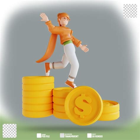 Premium Psd 3d Illustration Woman Showing Money Chart Going Down