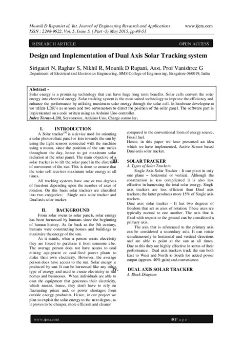 pdf design and implementation of dual axis solar tracking system