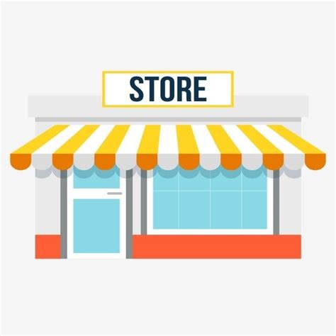 Hand Painted Cartoon Store With Awning In Front Shop Clipart Cartoon