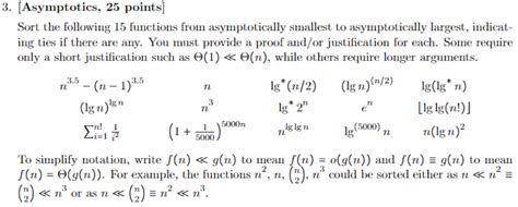 Solved 3 Asymptotics 25 Points Sort The Following 15