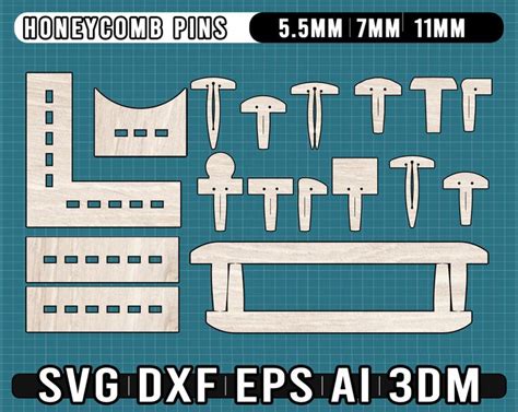 Honeycomb Pins Laser Cut Files Glowforge Pins Files Lightburn Xtool