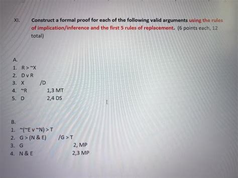 Solved XI Construct A Formal Proof For Each Of The Chegg Com