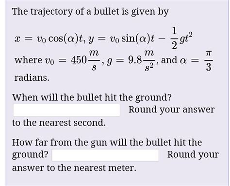 Calculating Bullet Trajectory Worksheet
