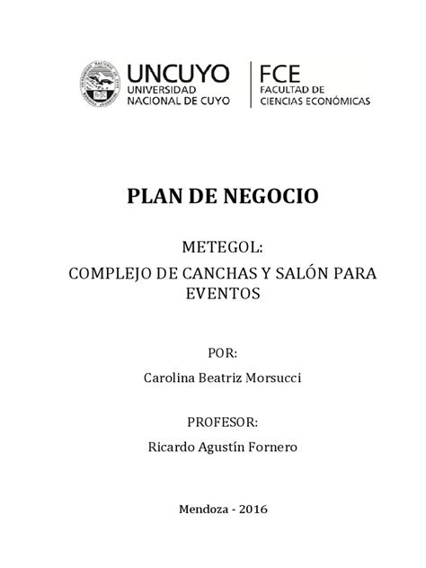 Plan De Negocio Simplificado Pdf