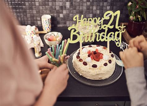 Buy Anctey Gold Glitter Happy 21st Birthday Cake Topper 21 Cake Topper