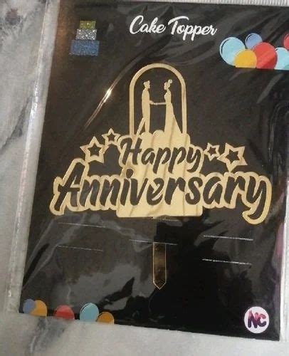 Golden 1 Piece Happy Anniversary Cake Toppers Packaging Type Packet