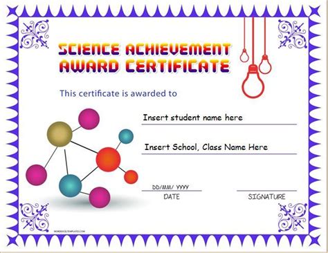 Science Achievement Award Certificates Word And Excel Templates