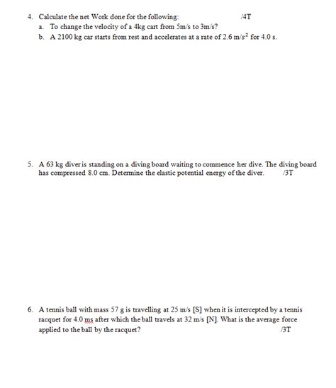 Solved 4 Calculate The Net Work Done For The Following 4T Chegg Com